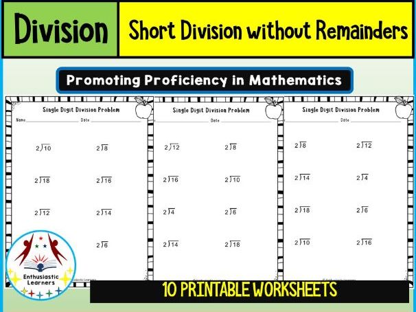 Short Division without Remainders Worksheets Math Problems | Teaching ...