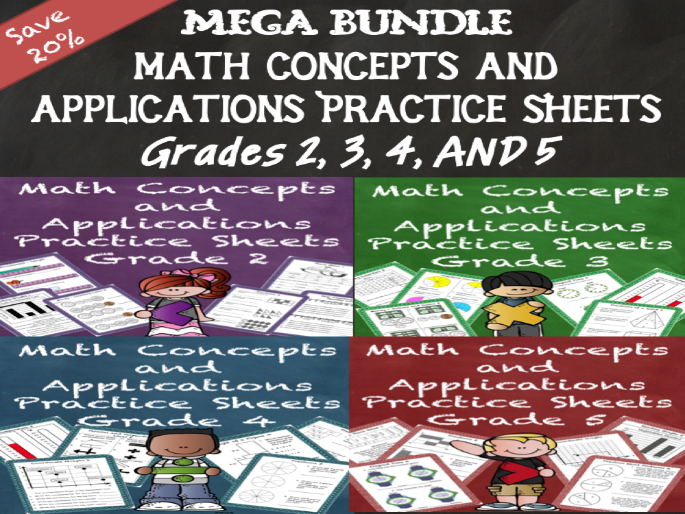 Math Concepts And Applications MCAP Practice Sheets Bundle Grades 2 3 