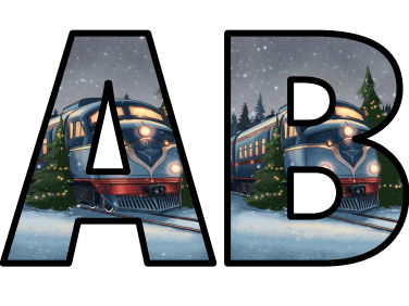 Polar Express Xmas Train Christma Trees Lettering Set Display Title ...