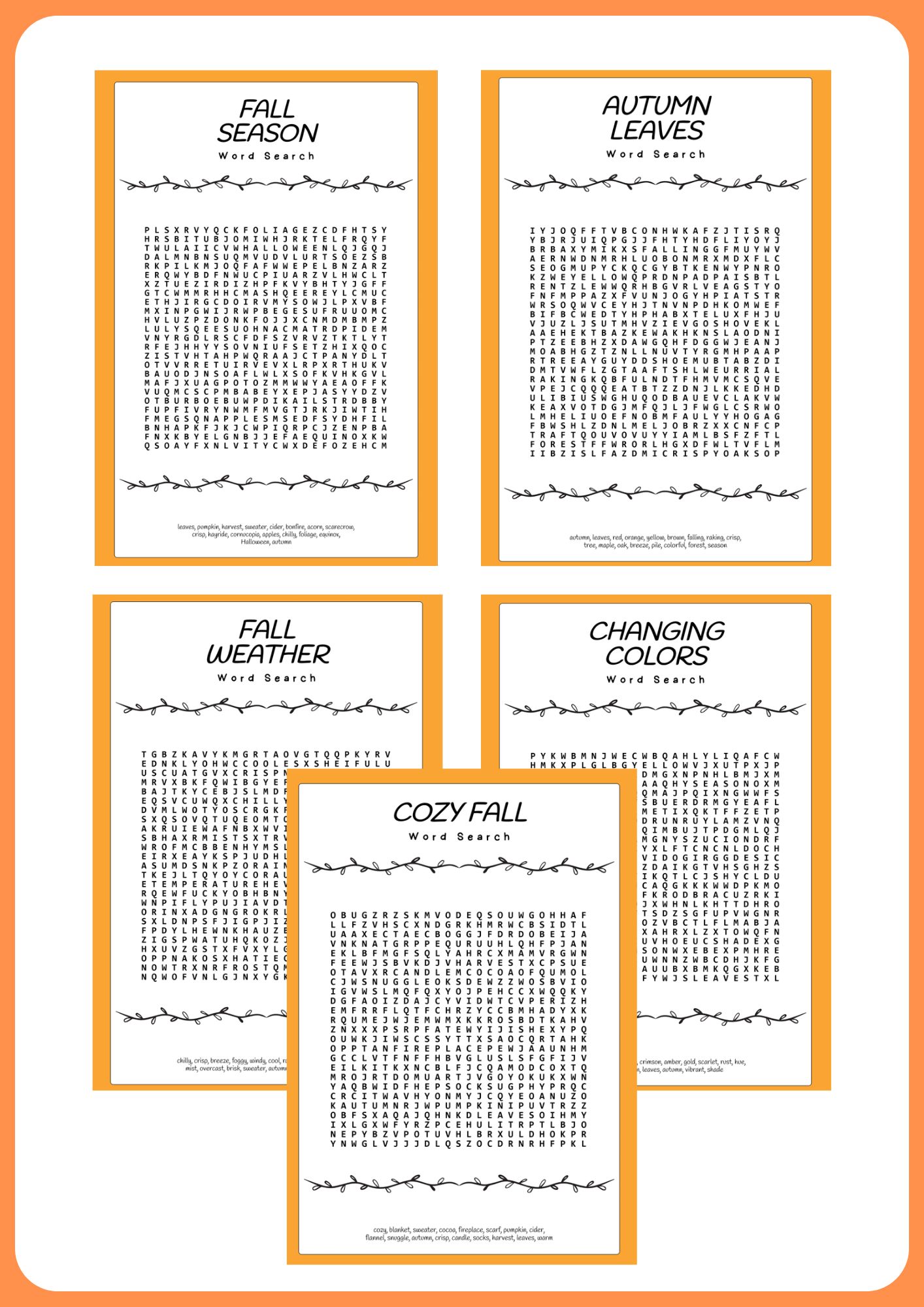 Fall Fun Word Search Pack for Kids | Teaching Resources