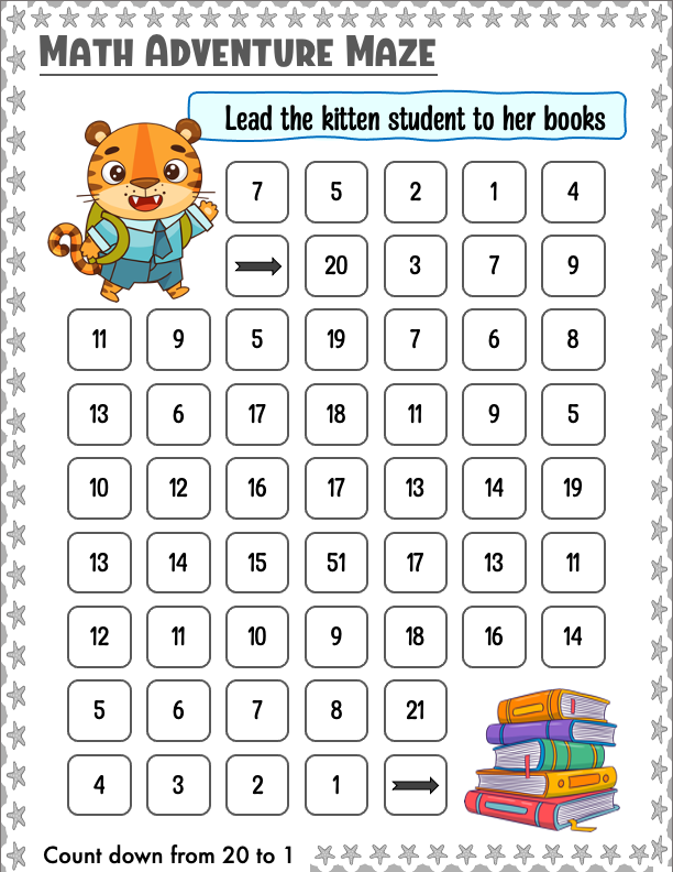 Math Maze Challenge Worksheet Activity for Kids | Teaching Resources