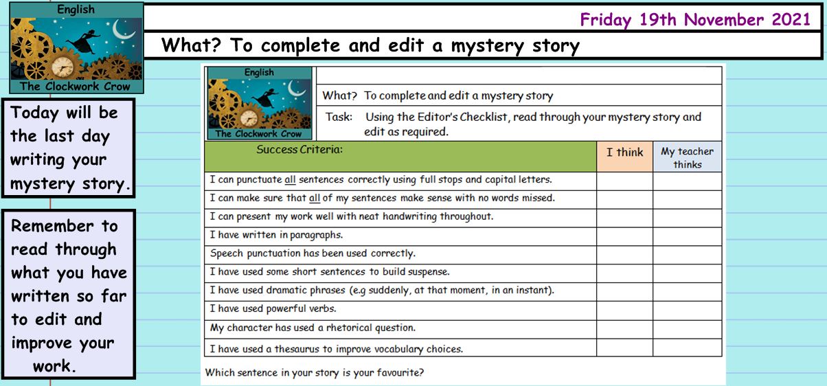 16 lessons – ‘The Clockwork Crow’ by Catherine Fisher – Year 4/5/6 ...