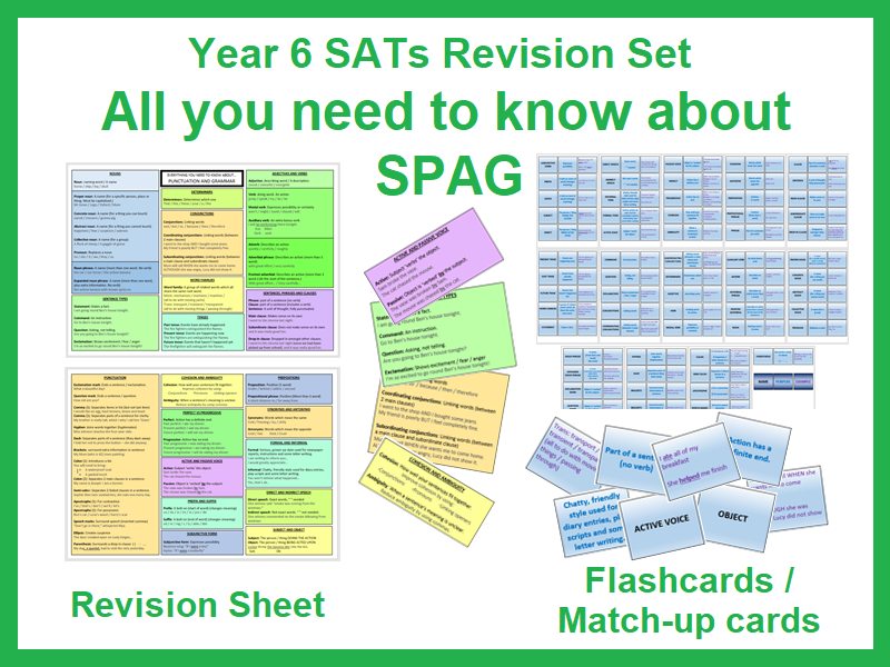 Y6 SATs Revision SPAG revision Sheet And Flash Cards Teaching