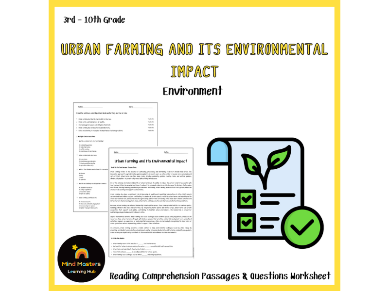 Urban Farming and Its Environmental Impact Reading Comprehension ...