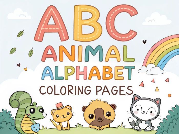 ABC Animal Alphabet Coloring pags for Kids Ages 3-6: Fun A–Z Letters ...