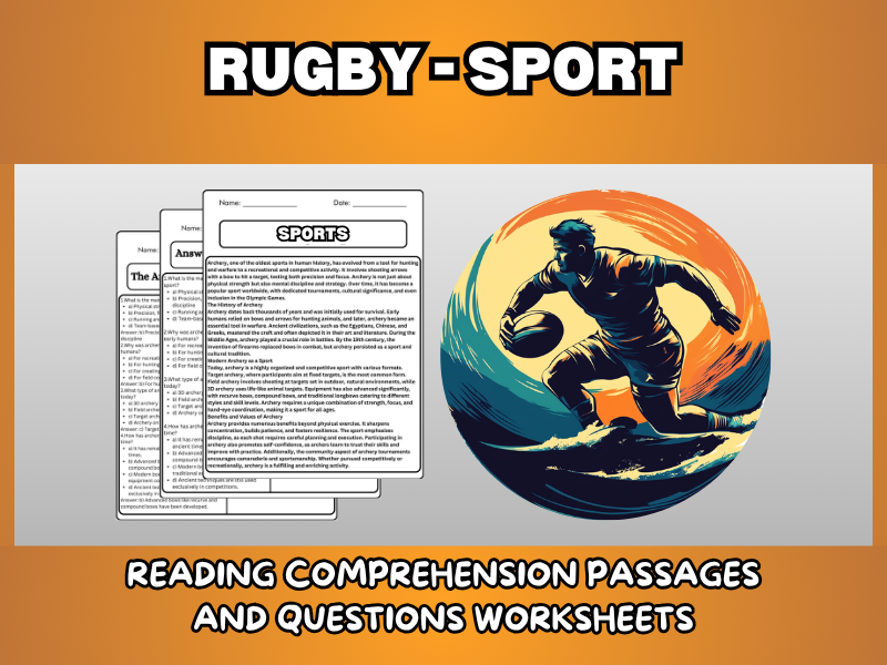 Rugby - Sport Reading Comprehension Passages and Questions Worksheets ...