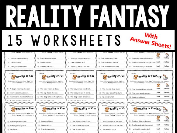 Reality or Fantasy Worksheets | Worksheets for Reading Comprehension ...