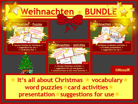 Christmas German vocabulary games puzzles | Teaching Resources
