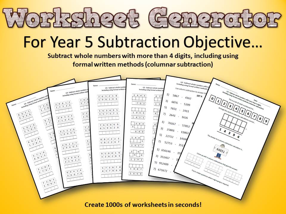 Subtract Whole Numbers With More Than 4 Digits Including Using Formal