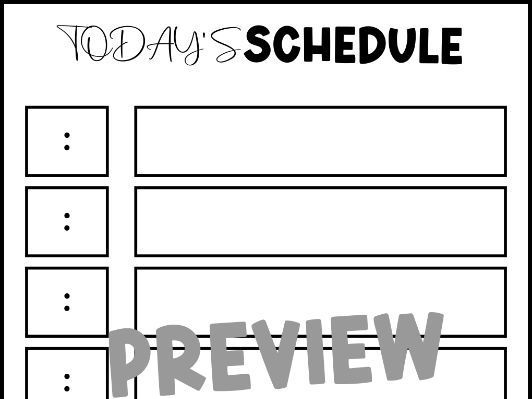 Blank Daily Schedule Template - Printable | Teaching Resources
