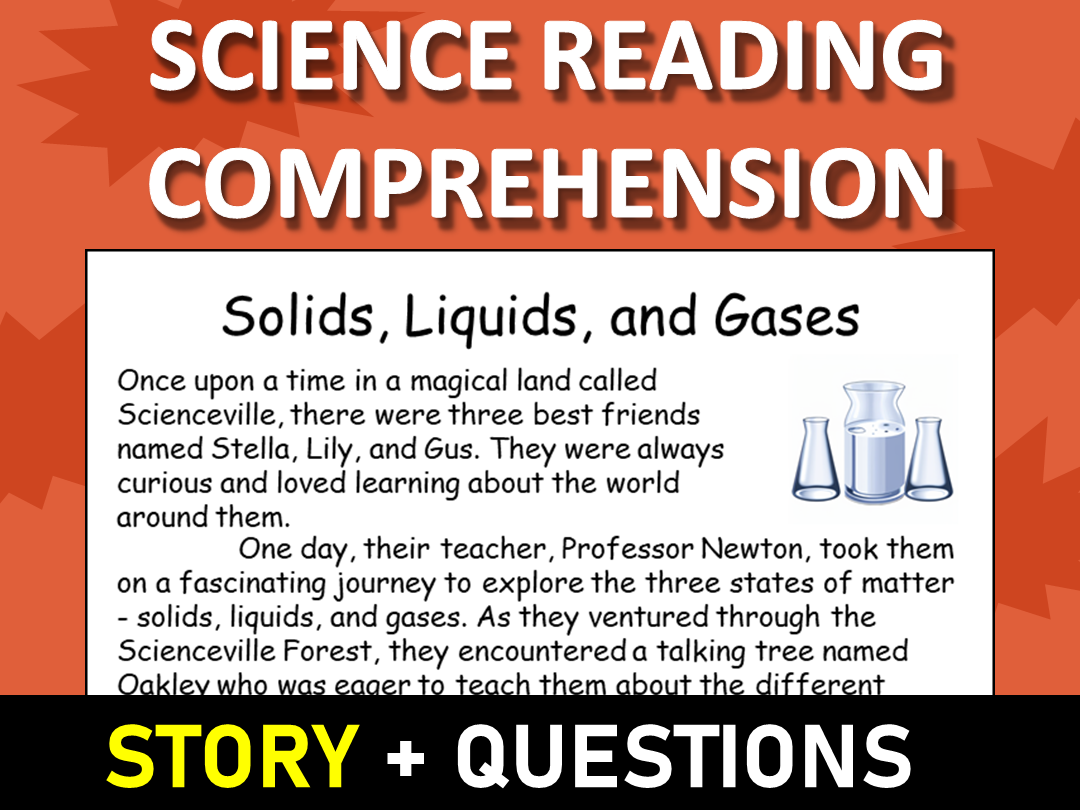Solids, Liquids, and Gases Reading Science Story Comprehension ...
