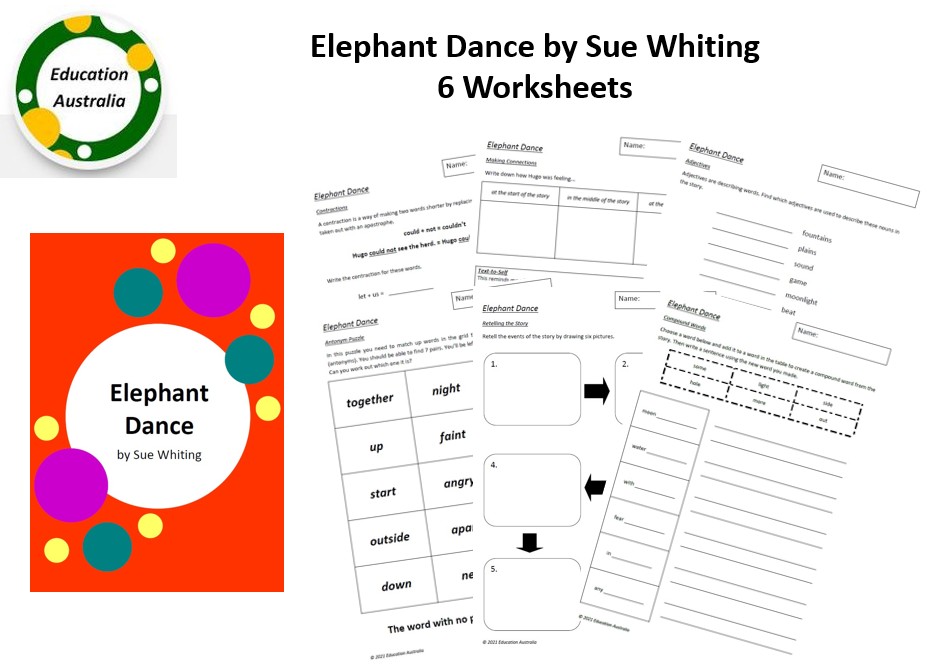 Elephant Dance by Sue Whiting - 6 Worksheets - Vocabulary Worksheets ...