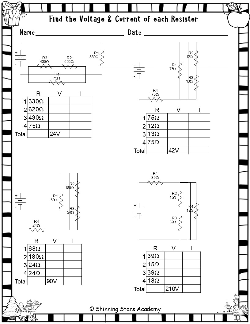 Ohm’s Law – 4 Resistors (Series/Parallel) (Find Voltage (V) and Current ...