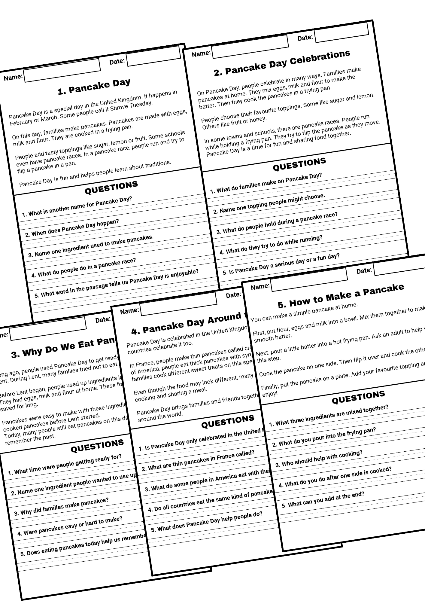 KS1 Pancake Day Nonfiction Reading Comprehension | Shrove Tuesday ...