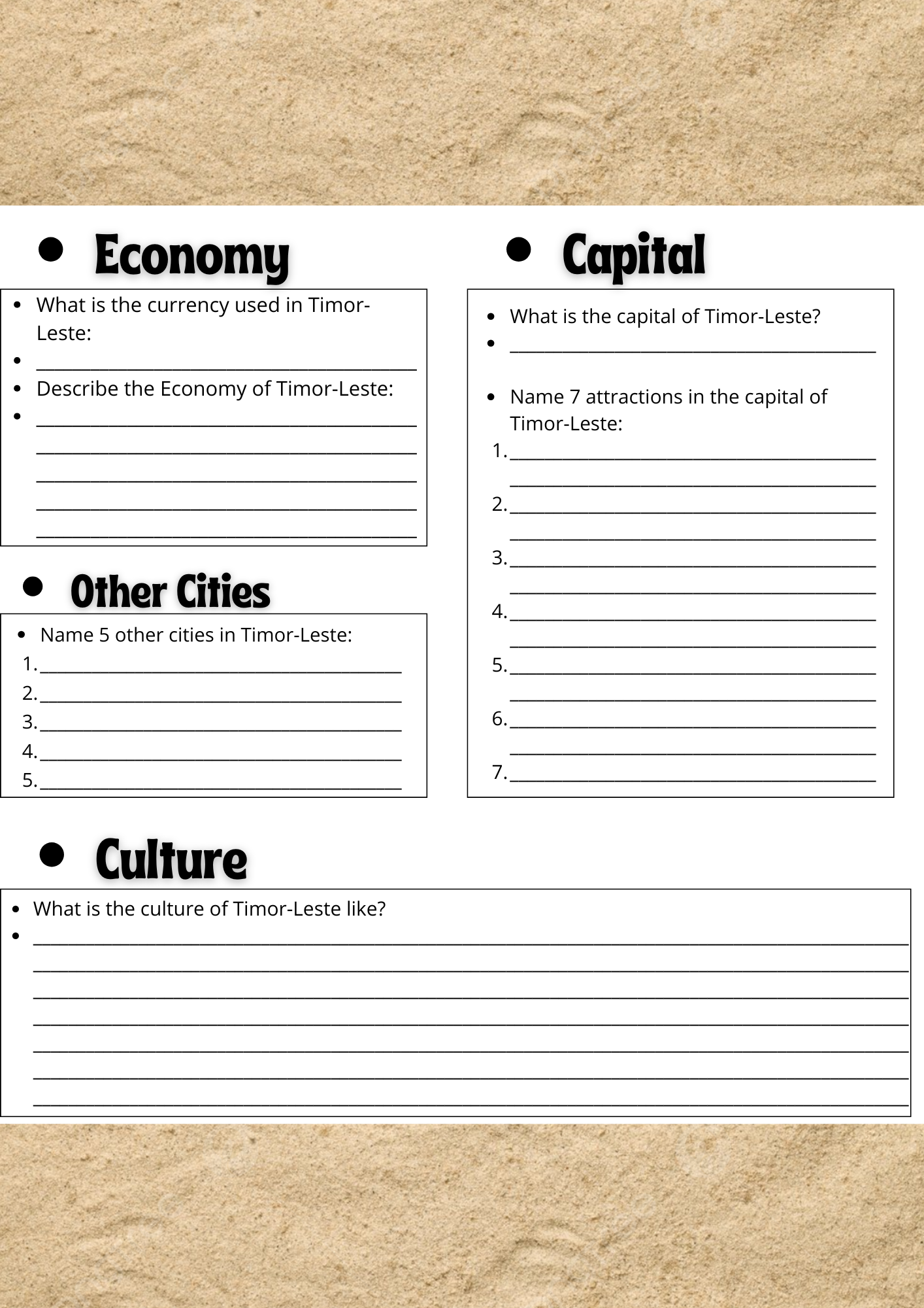 Country Study Research Project - Timor Leste - Social Studies ...