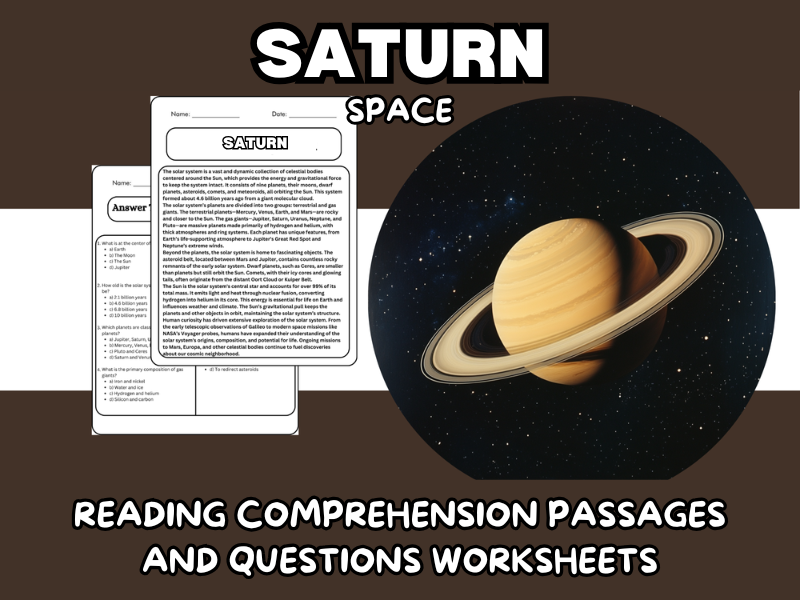 Saturn - Space Reading Comprehension Passages and Questions Worksheets ...