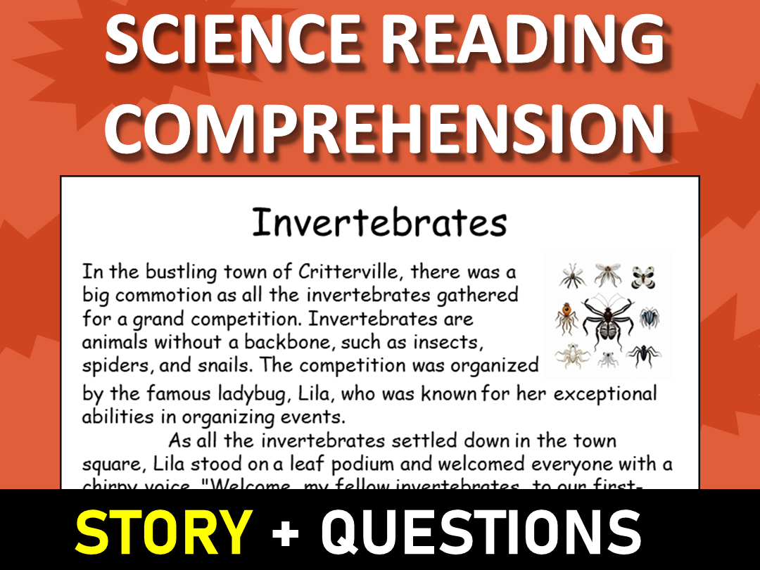 Invertebrates Reading Science Story Comprehension Questions Worksheet ...