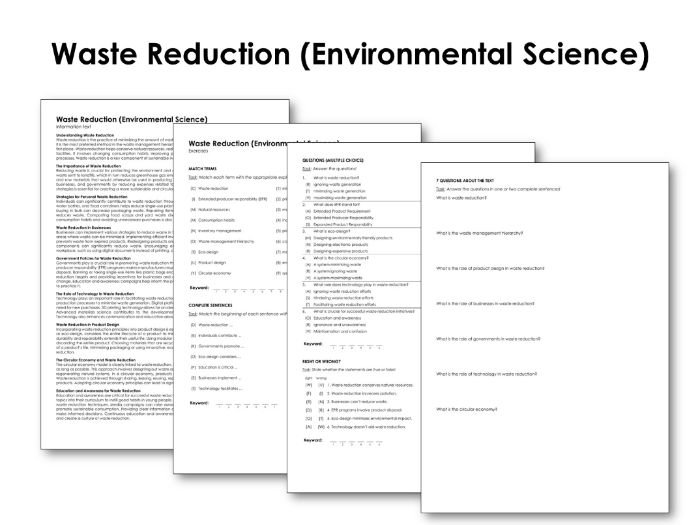 Waste Reduction (Environmental Science) | Teaching Resources