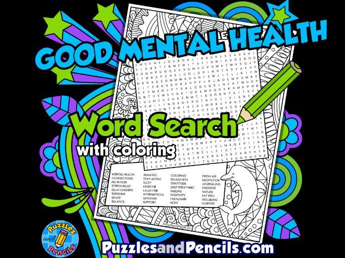 Good Mental Health Word Search Puzzle Activity Page | Health ...
