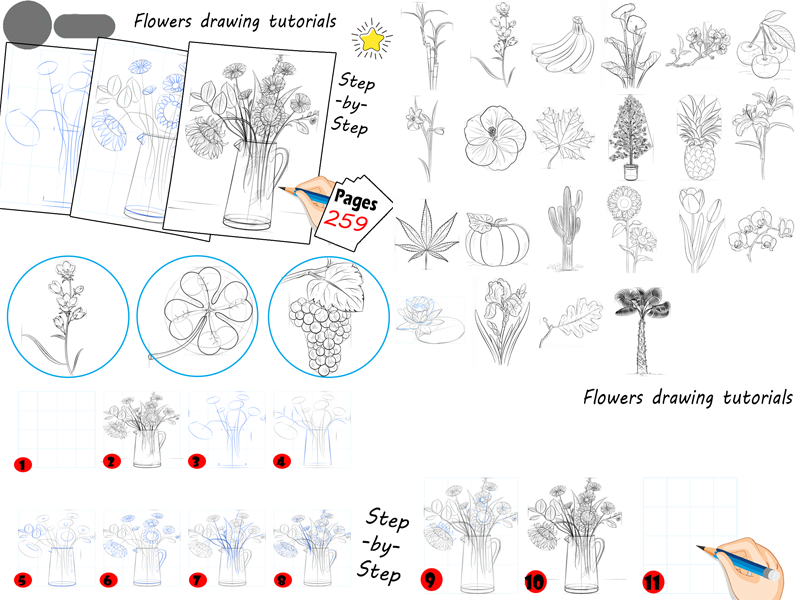 Flowers & Nature Drawing Tutorials: Step-by-Step Guide for Beginners ...