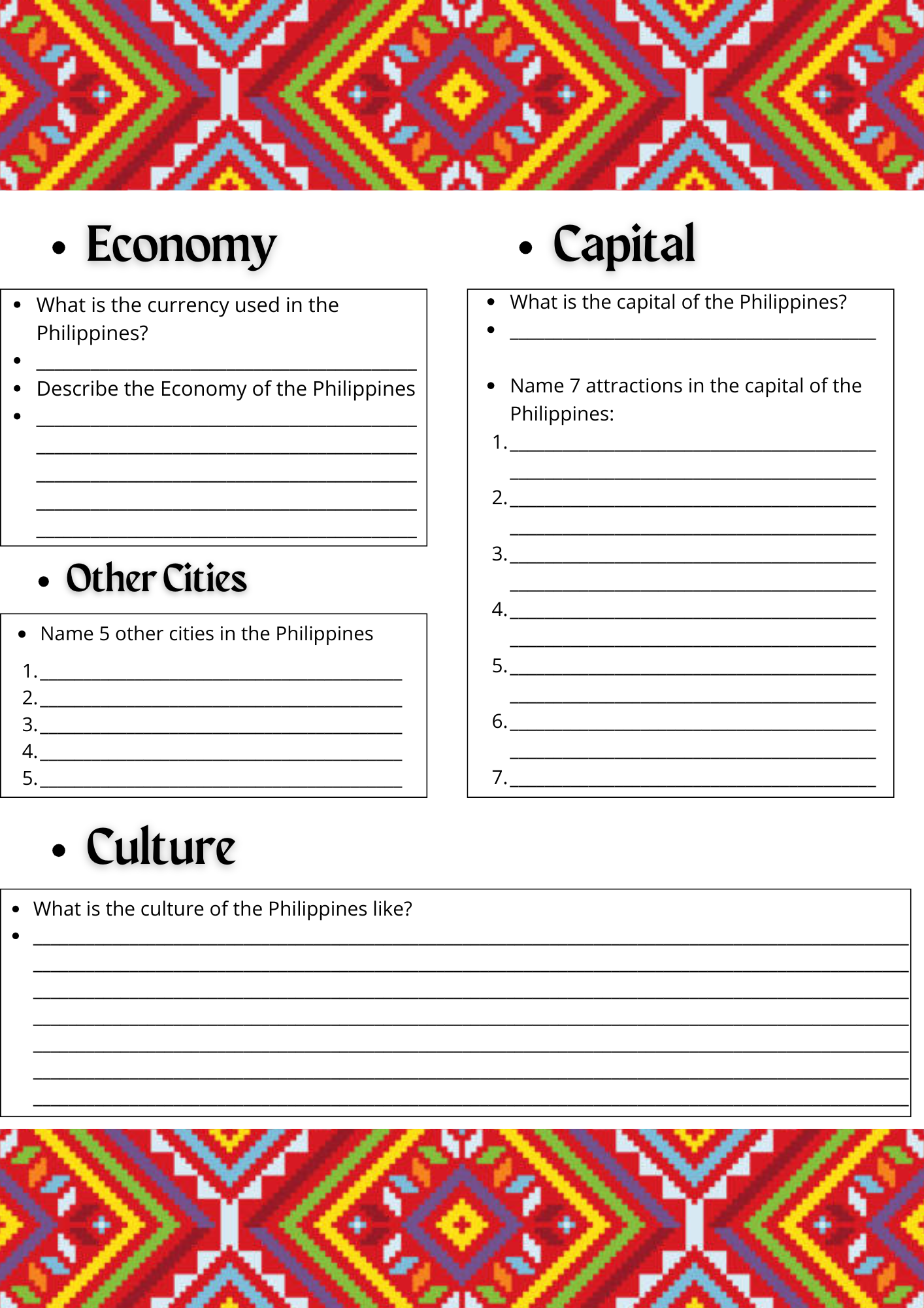 Country Study Research Project - The Philippines - Social Studies ...