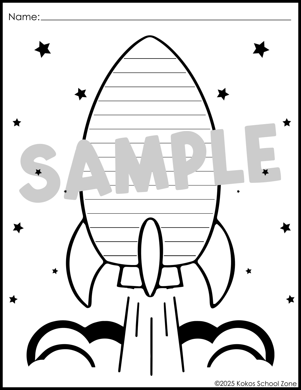 Rocket Ship Lined Writing Paper Template | Teaching Resources