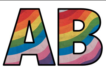 Pastel Rainbow Colors Modern New Lettering Set Display Title Letters ...