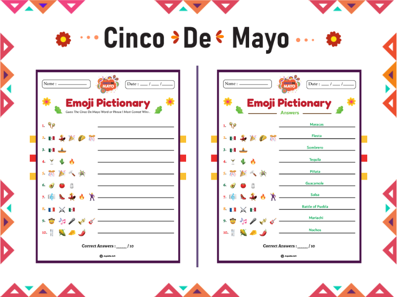 Cinco De Mayo Emoji Pictionary Game : Fun and Engaging Learning Game ...