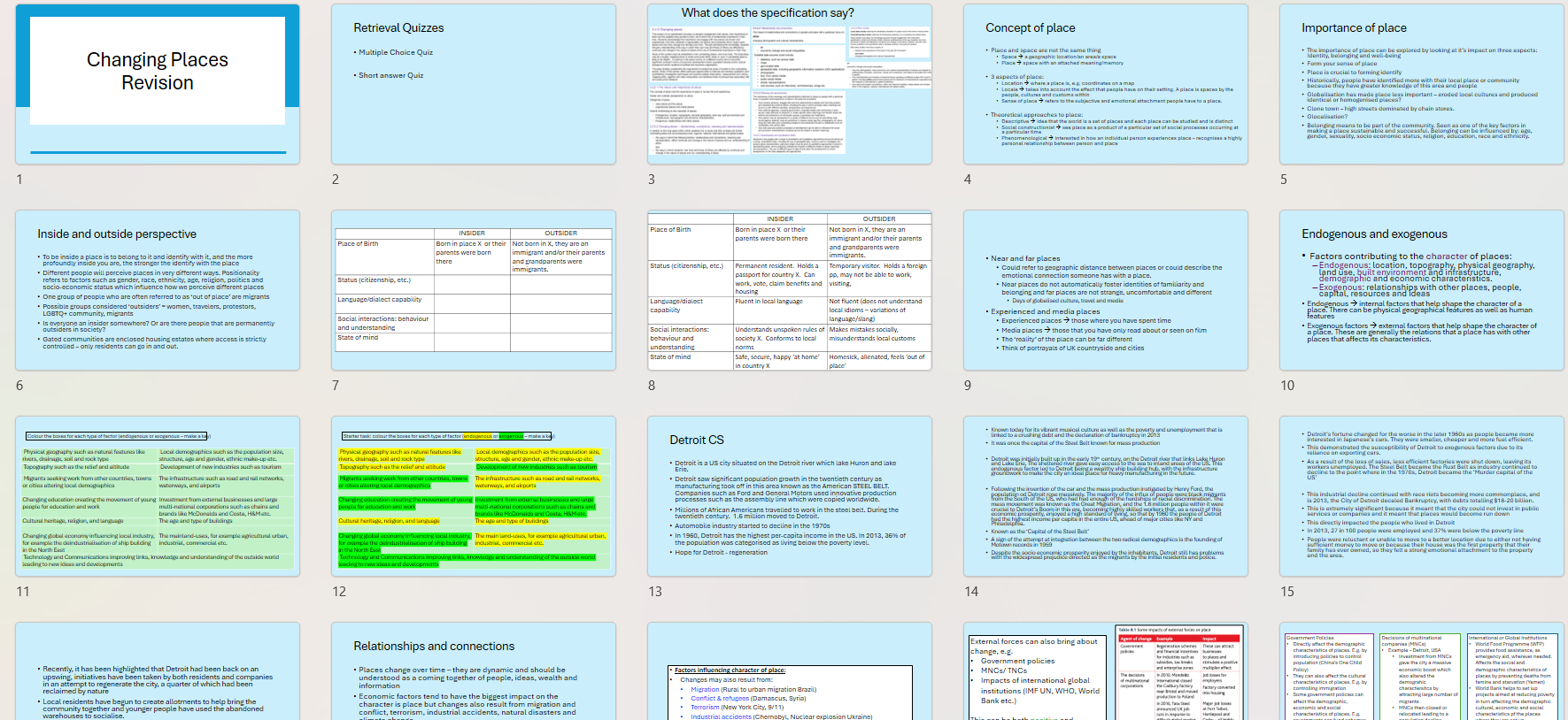 Changing Places Revision | Teaching Resources Changing Places Revision | Teaching Resources