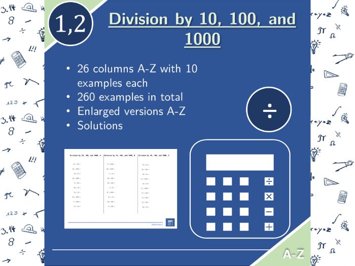 Division by 10, 100, and 1000 | math | 26 columns | Teaching Resources