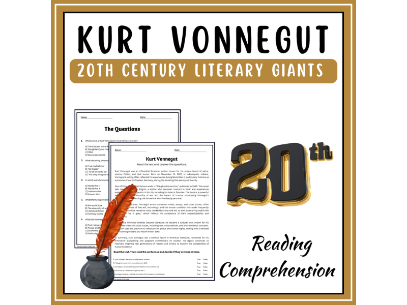 Kurt Vonnegut Reading Comprehension Passages & Questions Worksheets ...