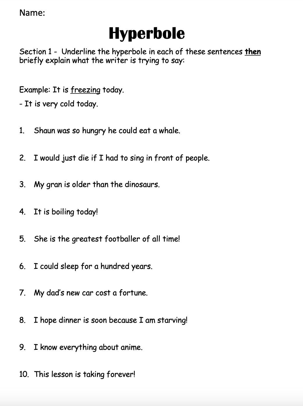 Hyperbole Lesson | Teaching Resources