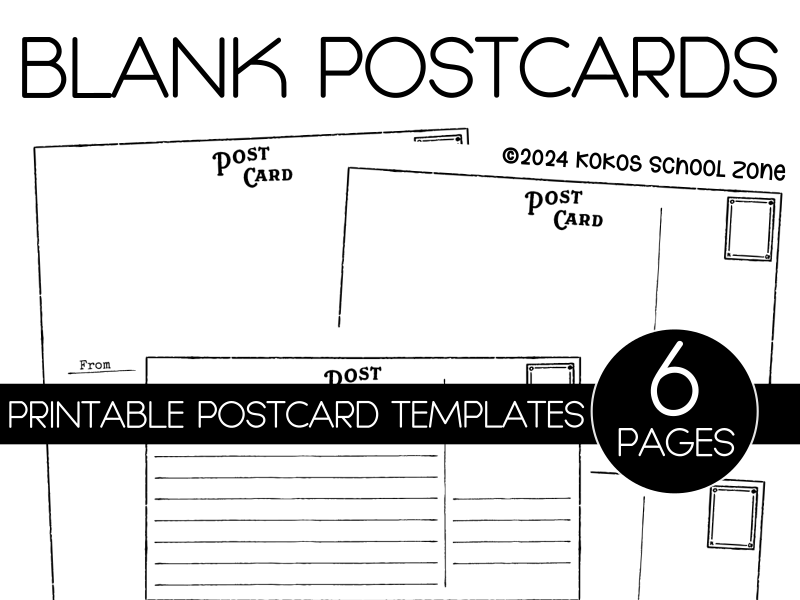 Vintage Styled Blank Postcard Templates - Printable | Teaching Resources