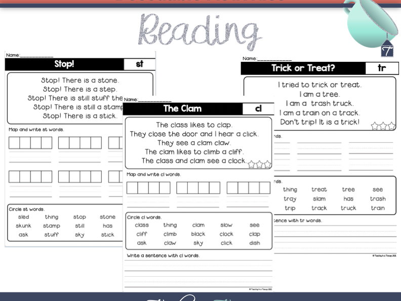 Consonant Blends Decodable Activities - Orthographic Mapping | Teaching ...