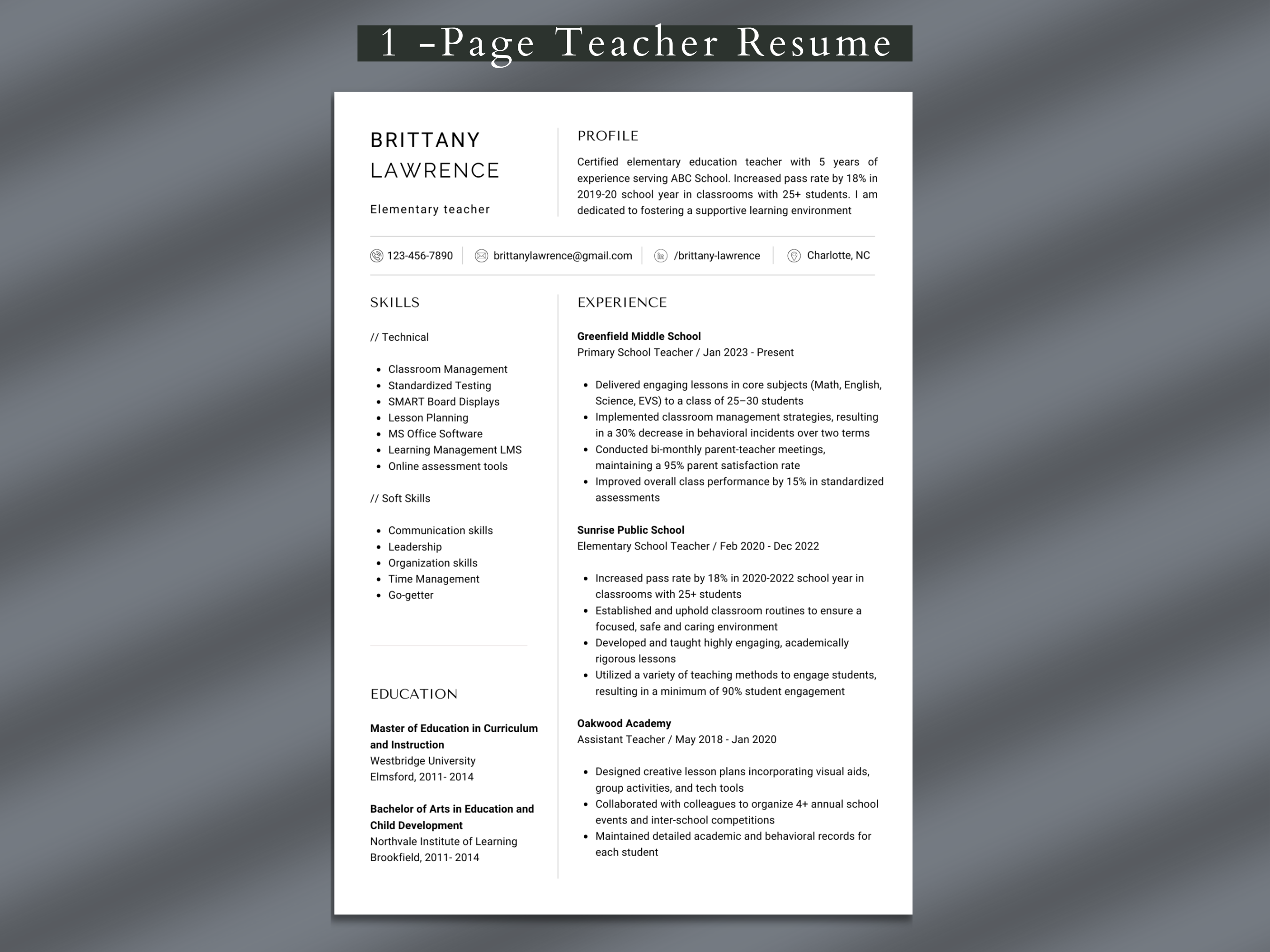 Editable Teacher resume, Simple Teacher CV with Cover Letter, Education ...