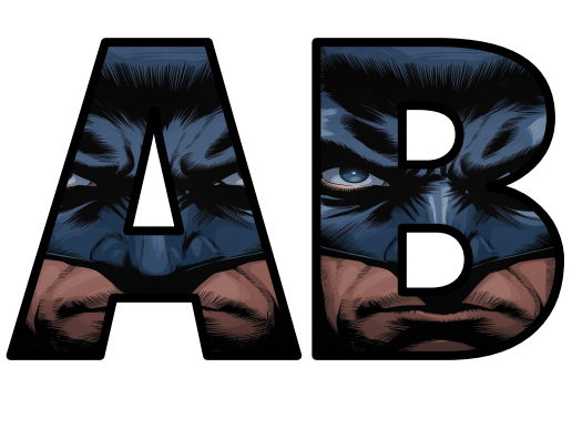 Man Mask Bat Face Superhero Lettering Set Display Title Letters Numbers ...