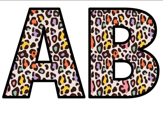Colorful Animal Print Lettering Set Display Title Letters Numbers Signs ...