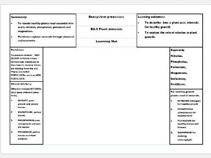 New KS3 Year 8 Science Biology Learning Mats – Ecosystem processes ...