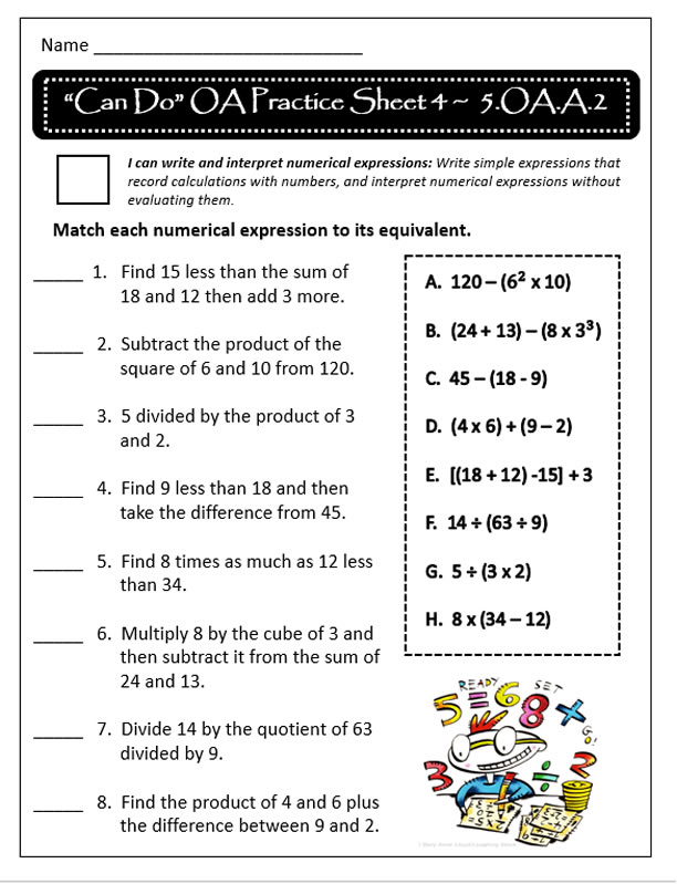 Operations and Algebraic Thinking: Practice Sheets and Foldables - 5.OA ...