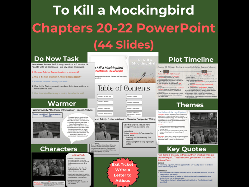 To Kill a Mockingbird Chapters 20-22 PowerPoint (PPT) Summary and ...