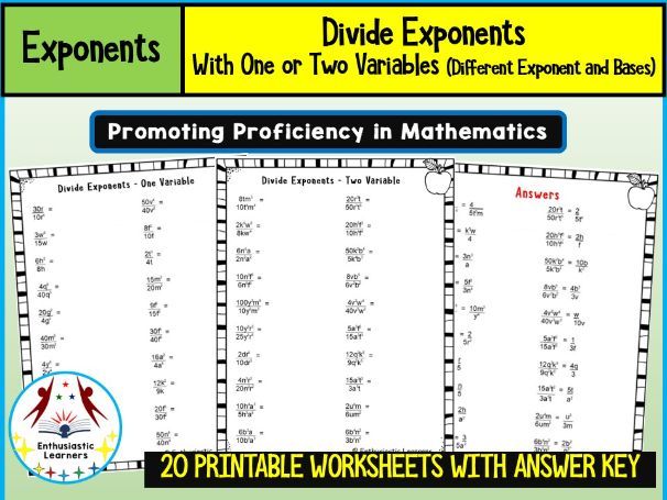 Dividing Exponents with One or Two Variables (Different Exponents and ...