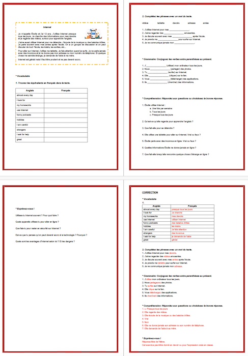 French reading (year 7 or 8 - grade 6 or 7): the internet | Teaching ...