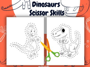 Dinosaurs Scissor Skills – 32 Printable Cutting Practice Sheets for ...