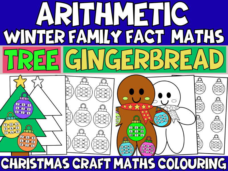 Christmas & Winter Family Fact Craft Maths Colouring | Addition ...