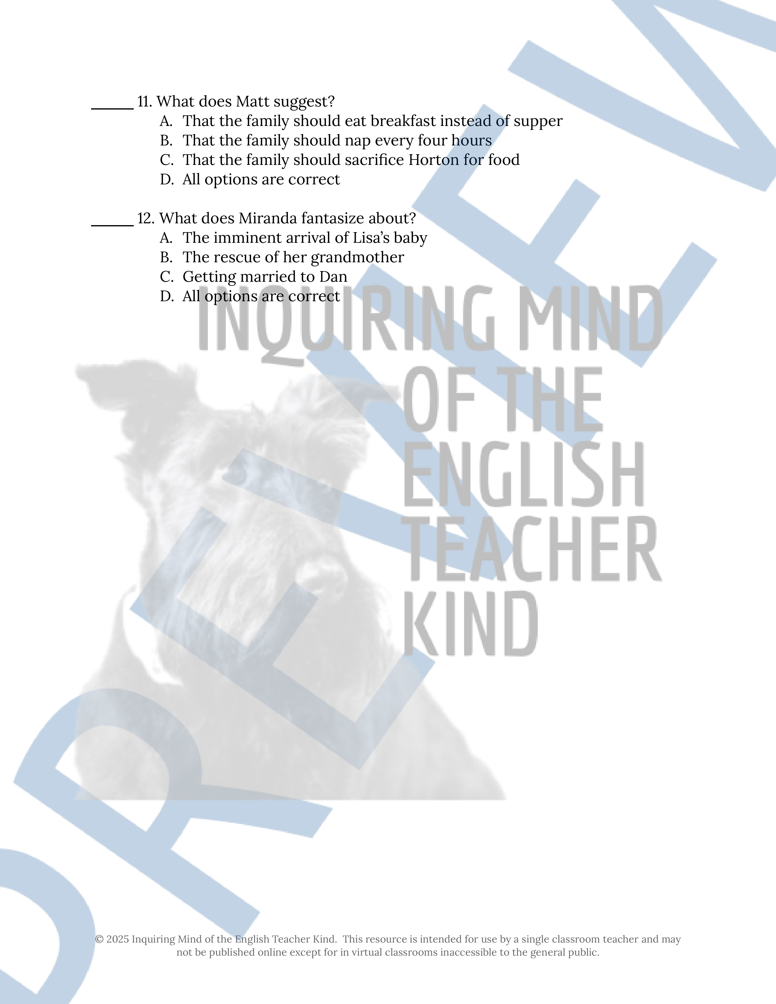 Life As We Knew It Chapters 15 through 17 Quiz and Answer Key ...