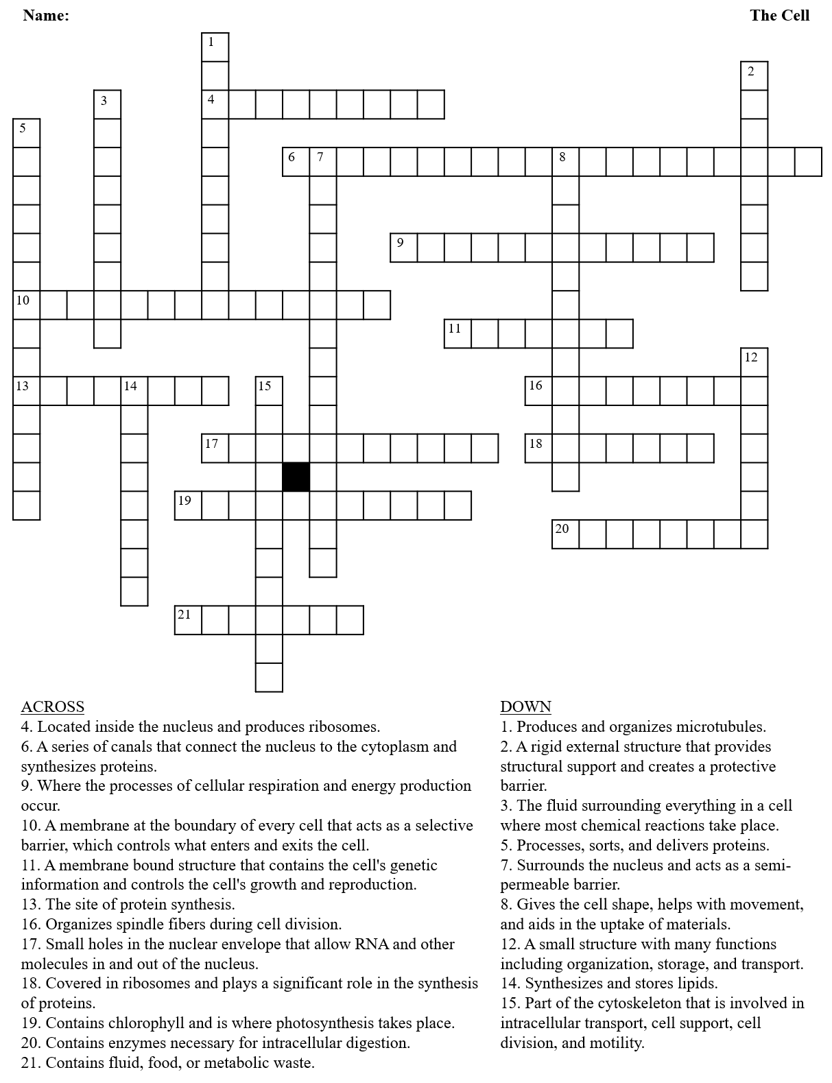 The Cell Crossword and Word Search | Teaching Resources