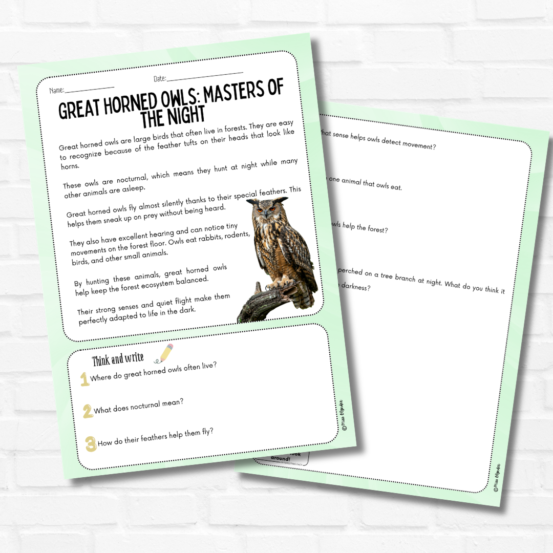 Differentiated Forest animals Reading Comprehension | Nonfiction ...
