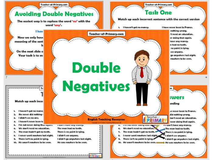 Double Negatives Teaching Resources Double Negatives Teaching Resources