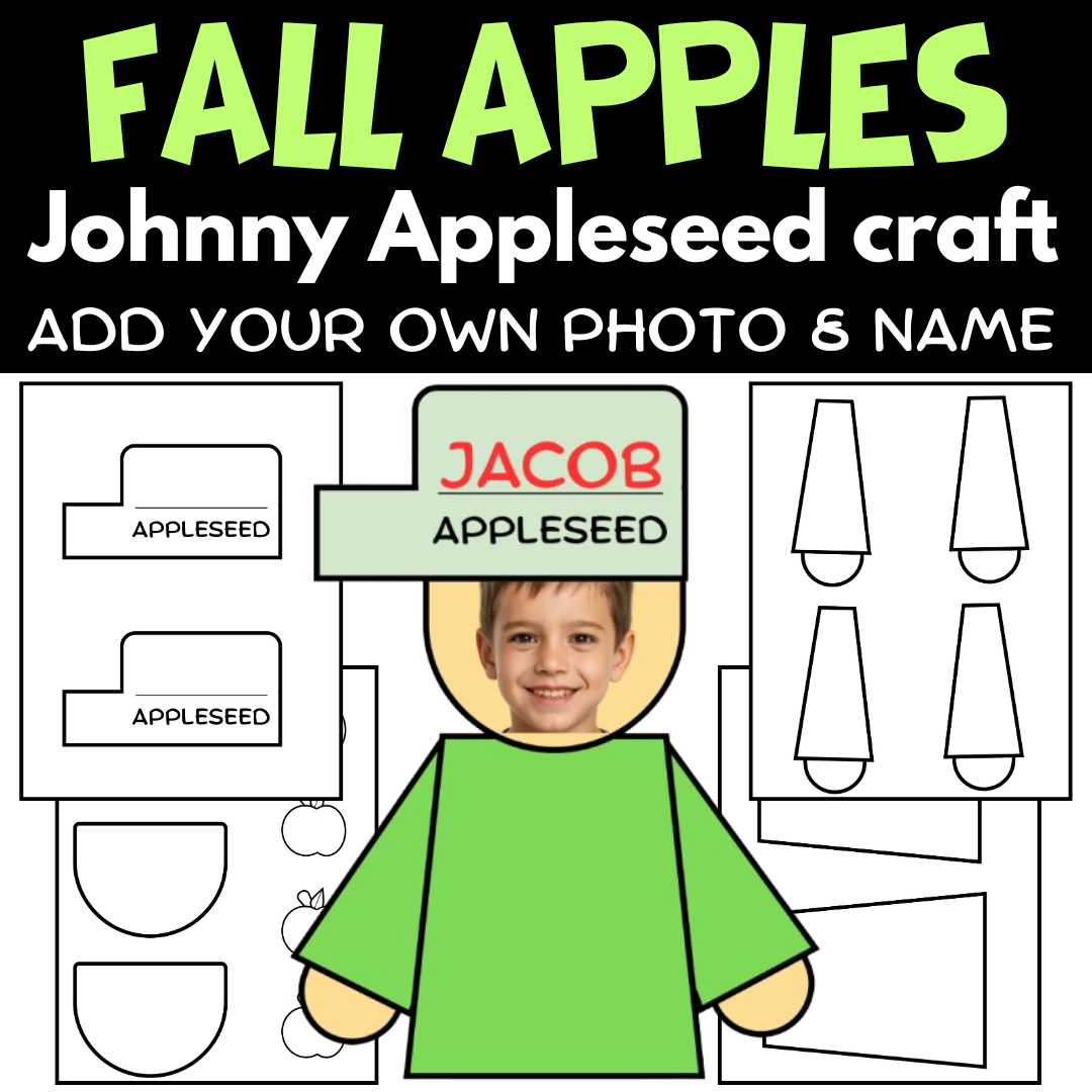 Johnny Appleseed Craft | Fall Apple Name Activity | Yourself Face Photo ...