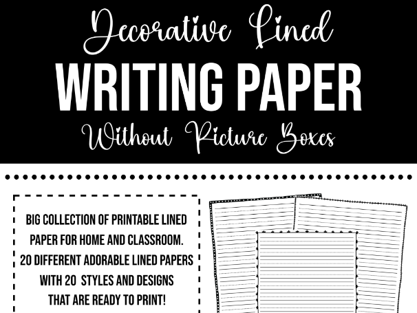 Primary Dotted Lined Writing Paper with Fun Borders - 20 Printable ...